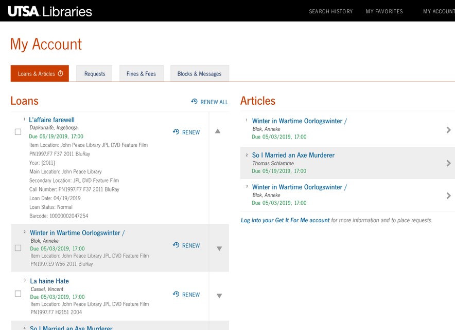 Changes to Library My Account | UTSA Libraries